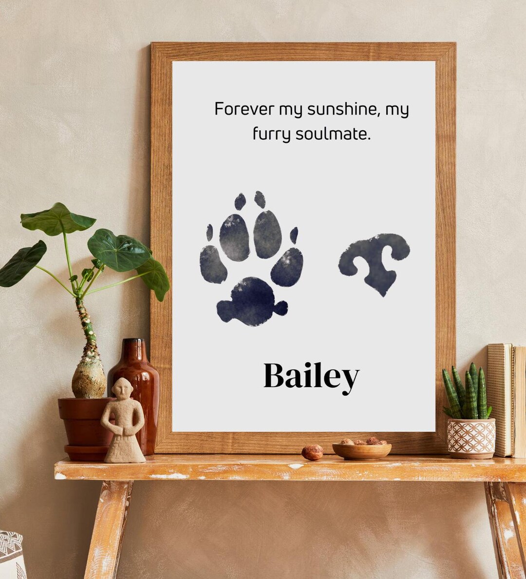 Custom Dog Paw and Nose Print Portrait - Pet Memorial Gifts, Paw Print ...