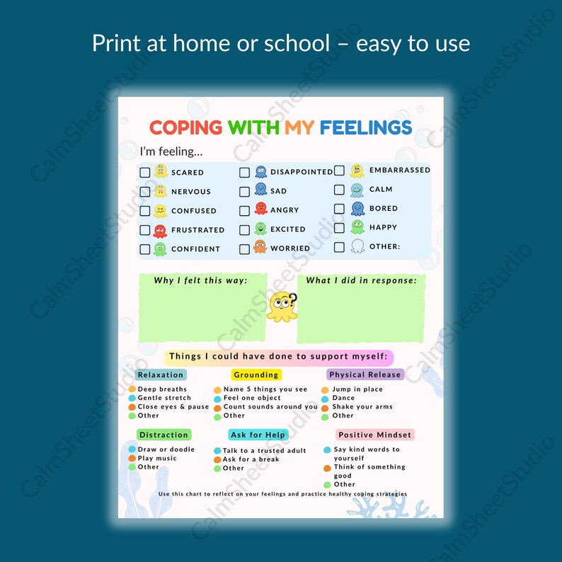 Octopus Emotions Bundle – Kids SEL Worksheets: Feelings Thermometer ...