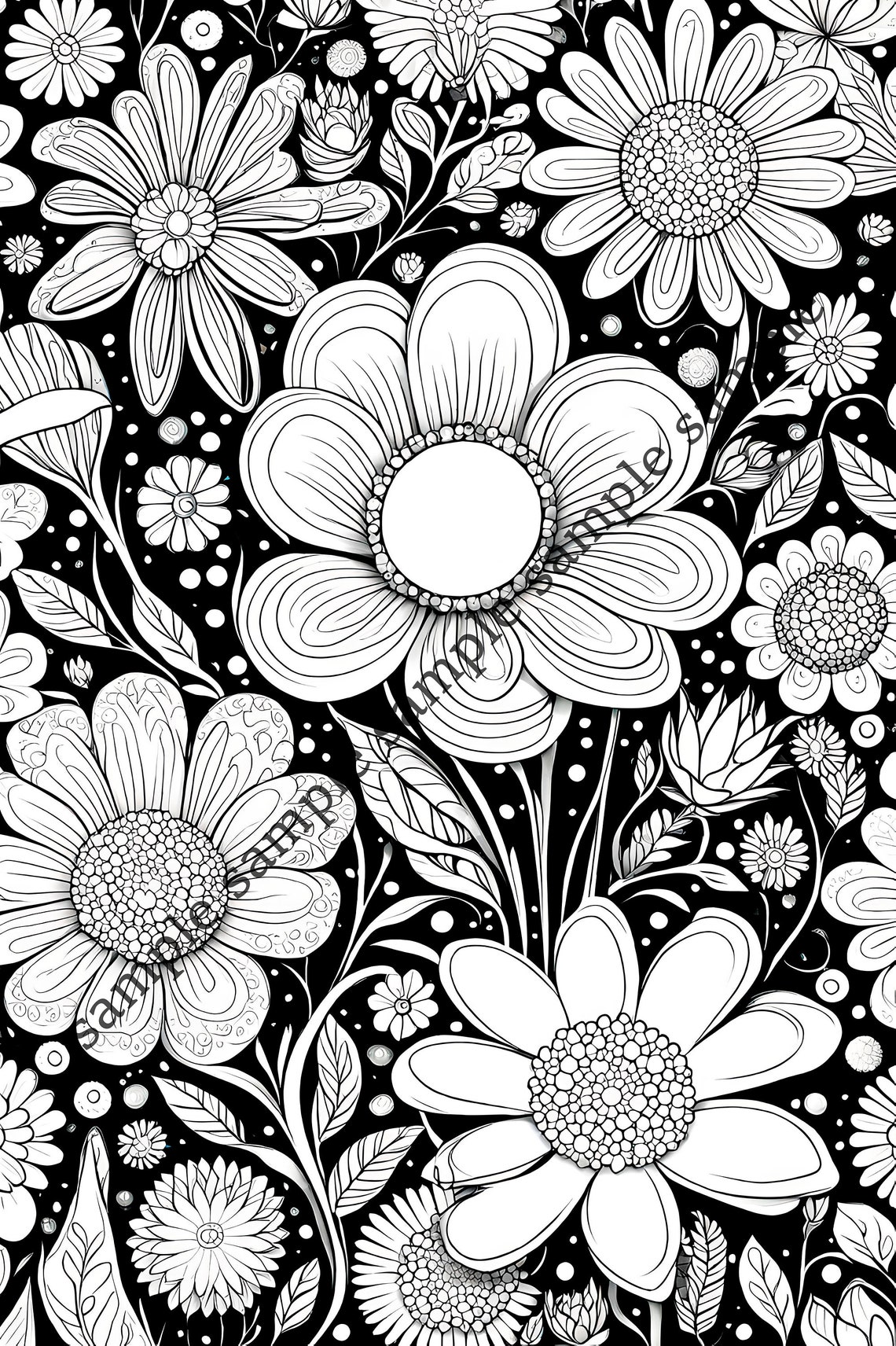 20 Flower Coloring Book Pages - Etsy