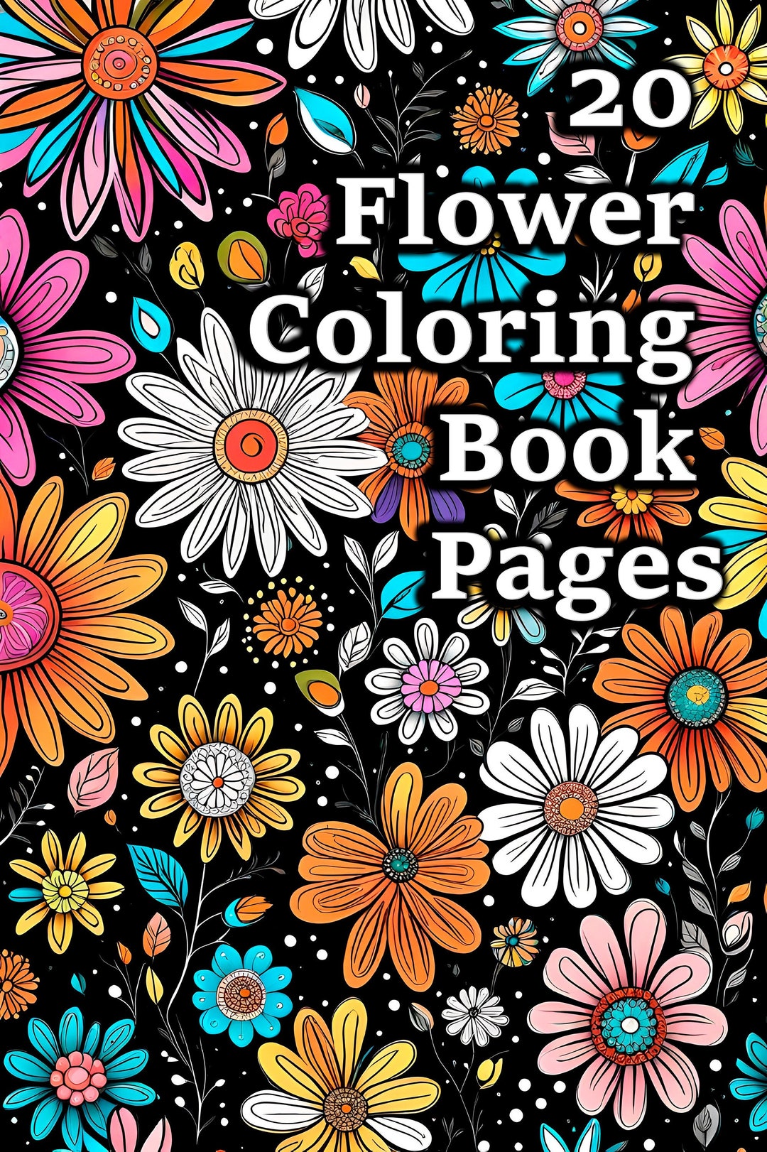 20 Flower Coloring Book Pages - Etsy