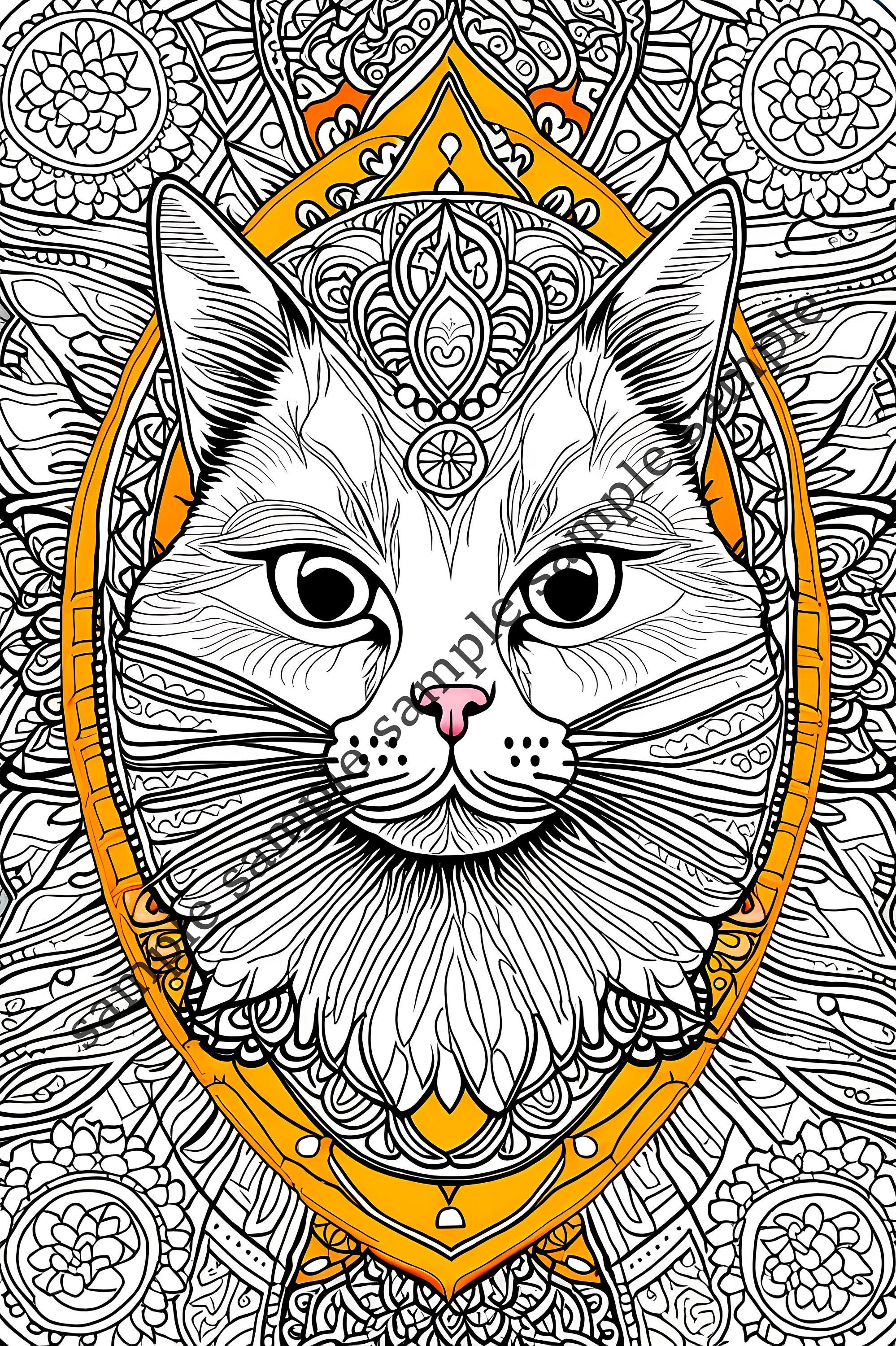 Mandala Cat Coloring Pages Set of 25 - Etsy