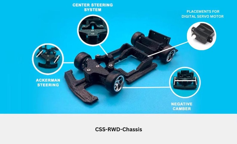 1:64 RWD Chassis to Convert Die Cast Into RC Cars - 3D Print STL Files ...