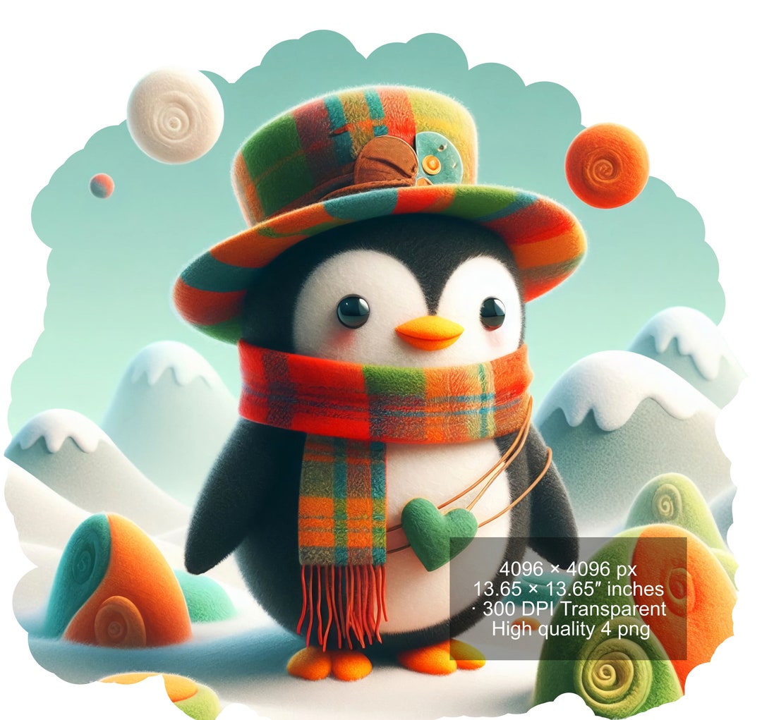 4 PNG Cute Penguin Splash and Watercolor Digital Design PNG File for ...