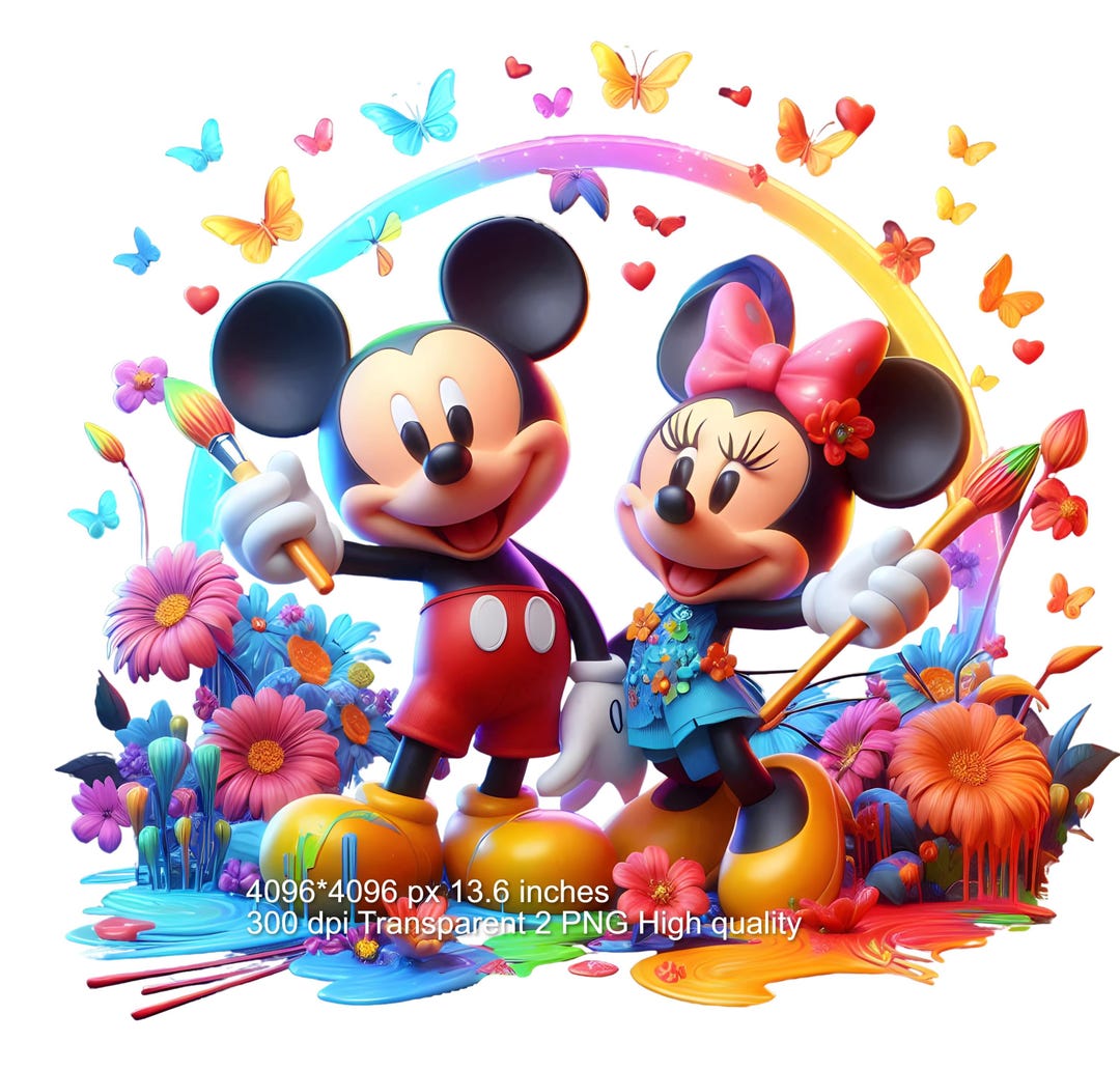 Mickey and Minnie Watercolor Splash PNG: High Resolution (digital ...