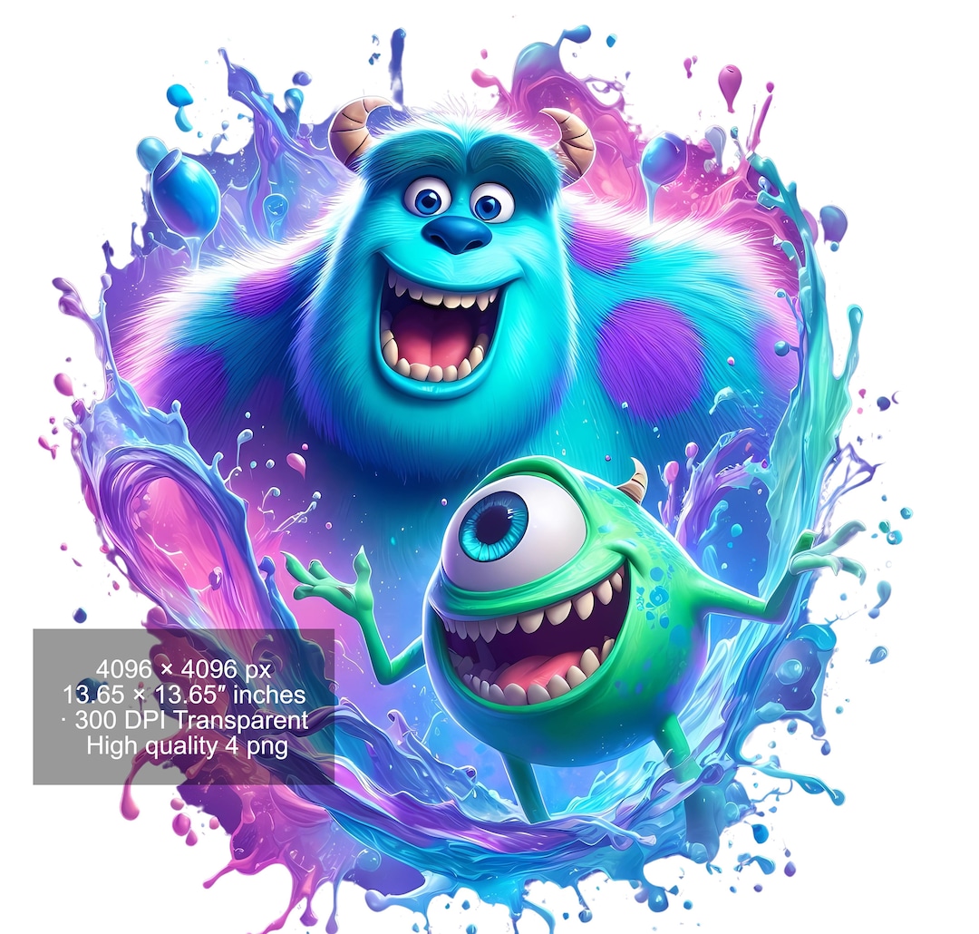4 PNG Monsters Inc Splash and Watercolor Digital Design PNG File for ...