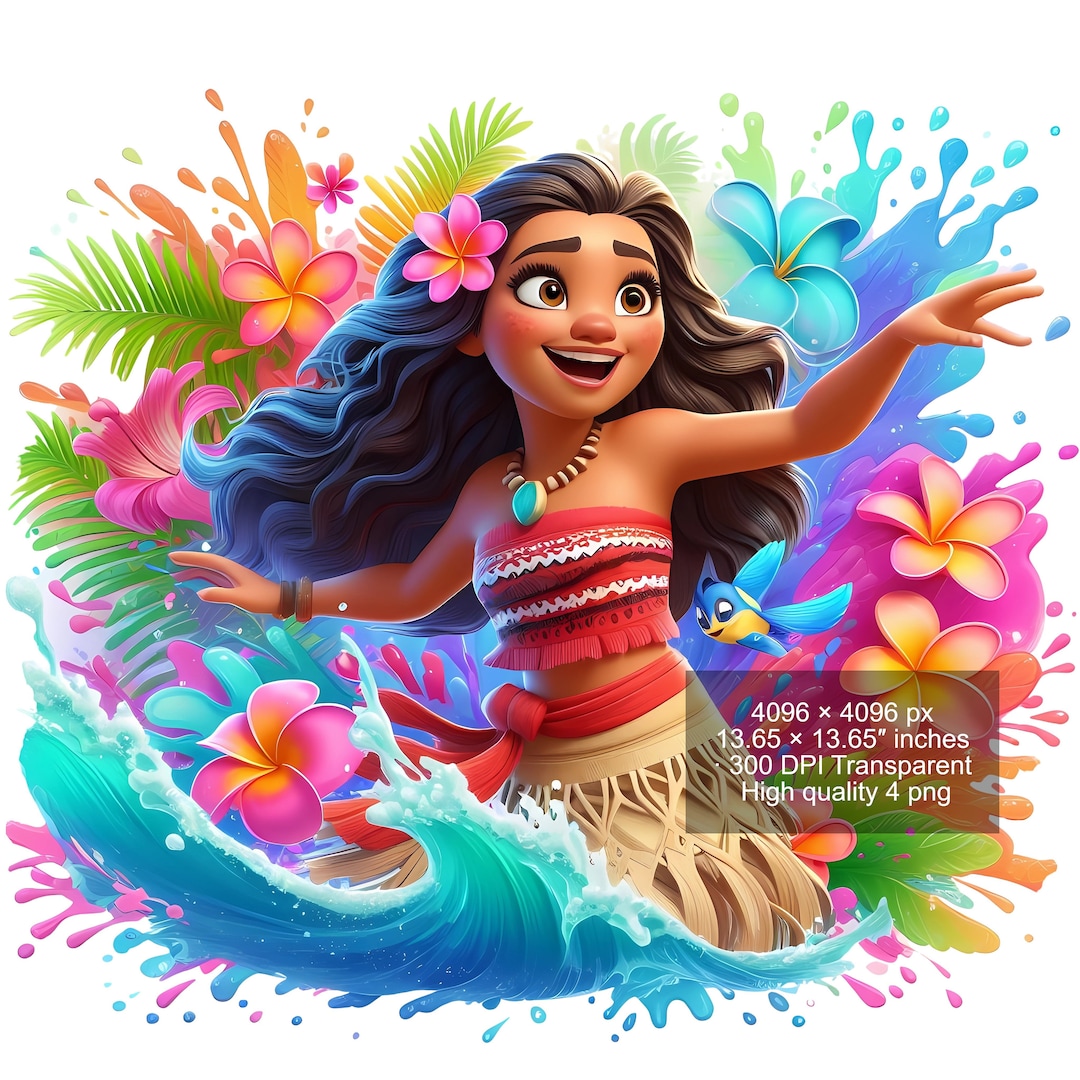 4 PNG Moana Splash and Watercolor Digital Design PNG File for ...