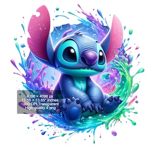 4 PNG Stitch Splash and Watercolor Digital Design PNG File for ...