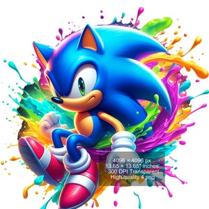 Sonic the Hedgehog Watercolor Splash PNG Clipart (digital Download) - Etsy