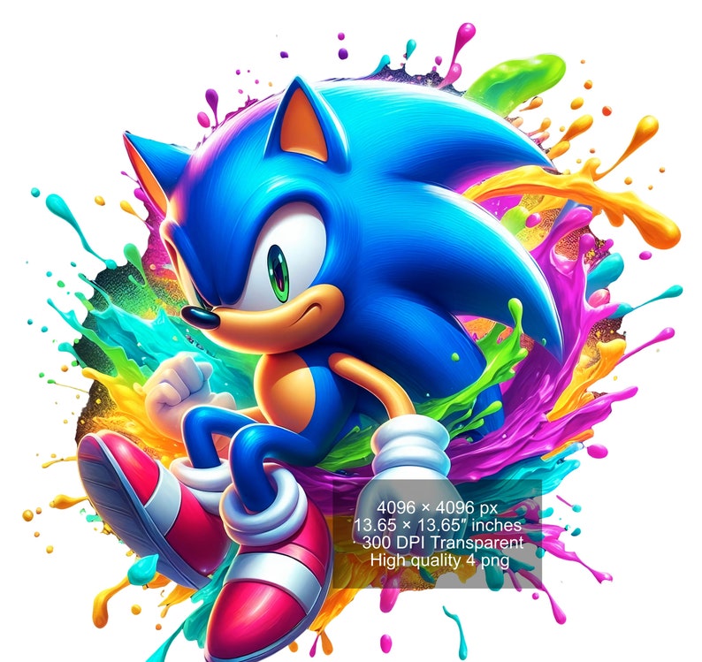 4 PNG Sonic the Hedgehog Splash and Watercolor Digital Design PNG File ...