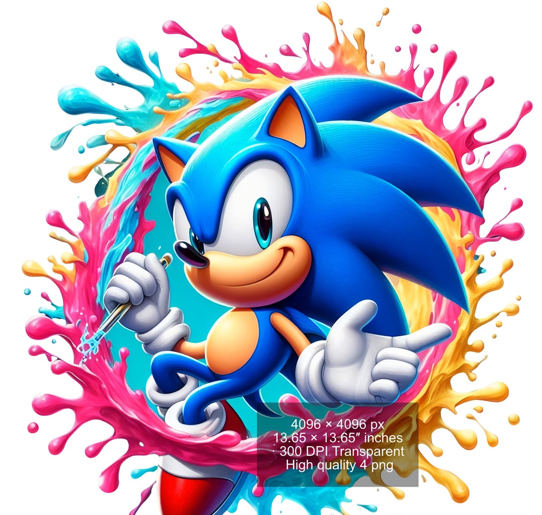 4 PNG Sonic the Hedgehog Splash and Watercolor Digital Design PNG File ...