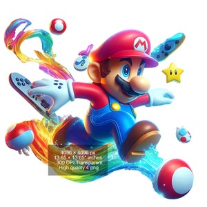 Super Mario Watercolor Splash PNG: Clipart Digital Download - Etsy