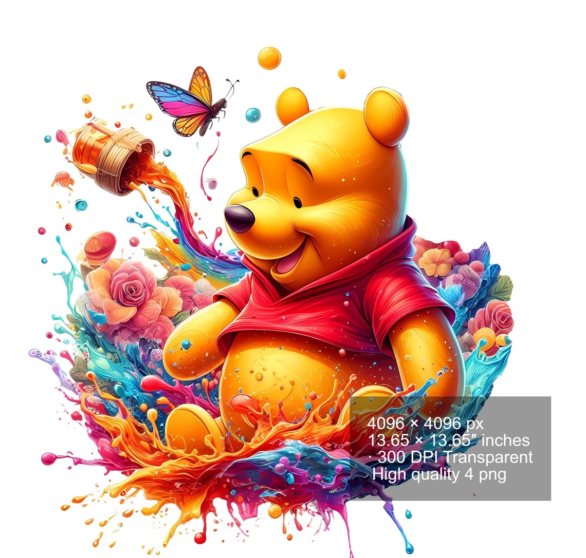 Watercolor Honey Bear PNG: Splash Clipart, Sublimation Design (digital ...