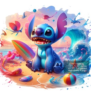 Stitch Watercolor Splash PNG: Summer Beach Design (digital Download) - Etsy