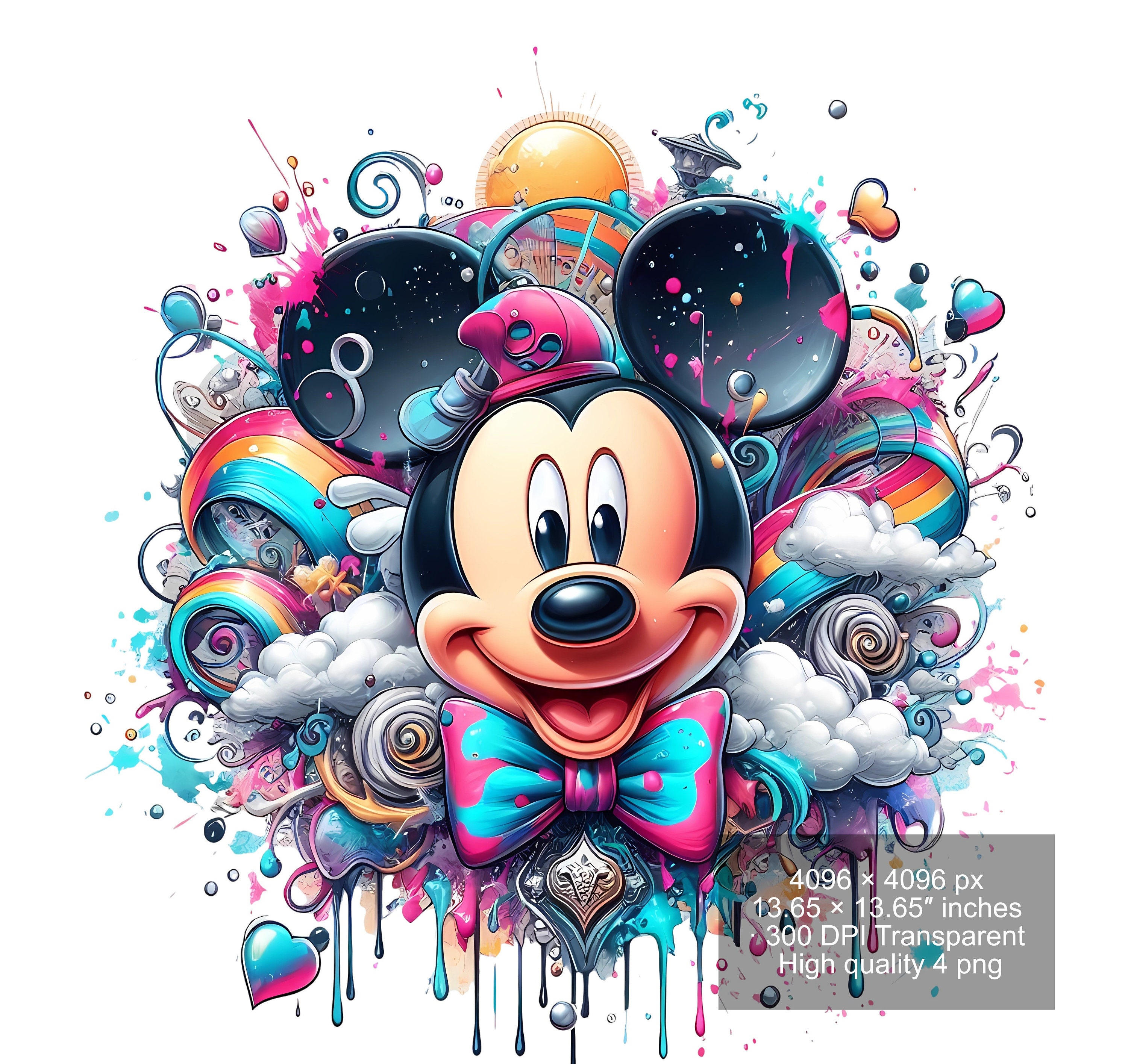 Mickey Mouse Watercolor Splash PNG: Digital Art (digital Download) - Etsy