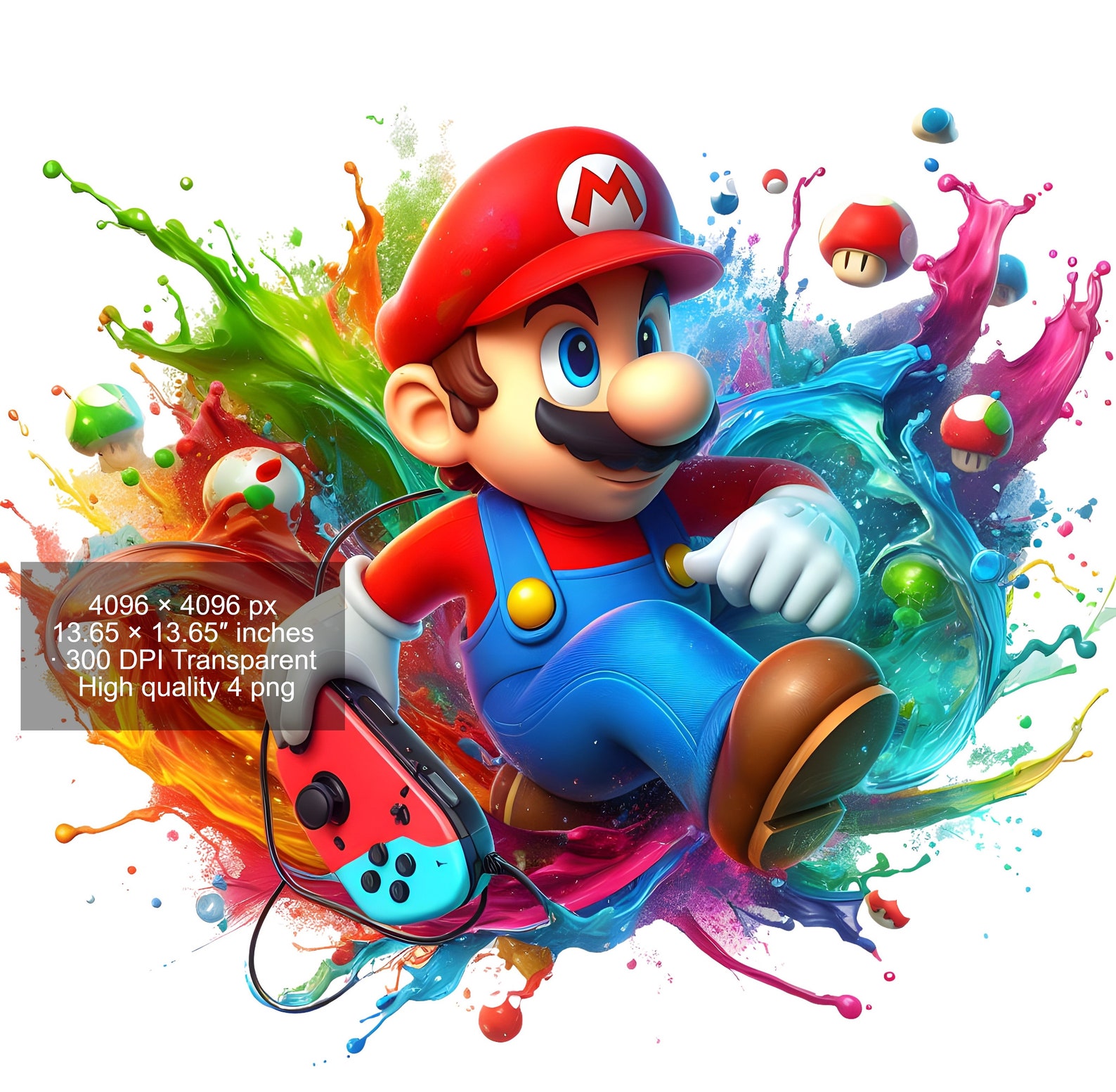 Super Mario Watercolor Splash PNG: Clipart Digital Download - Etsy
