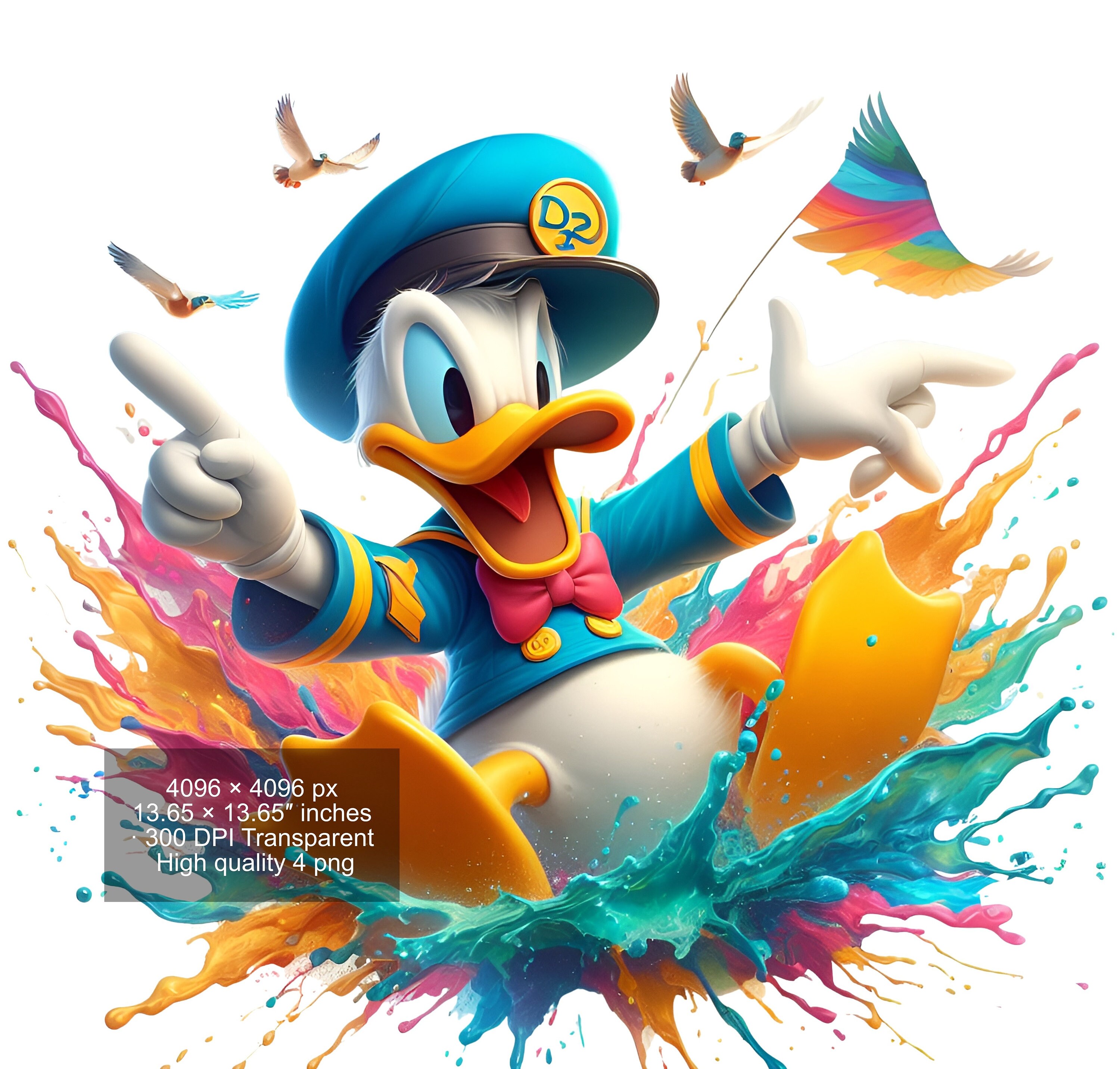 Donald Duck Watercolor Splash PNG: High Resolution Clipart (digital ...