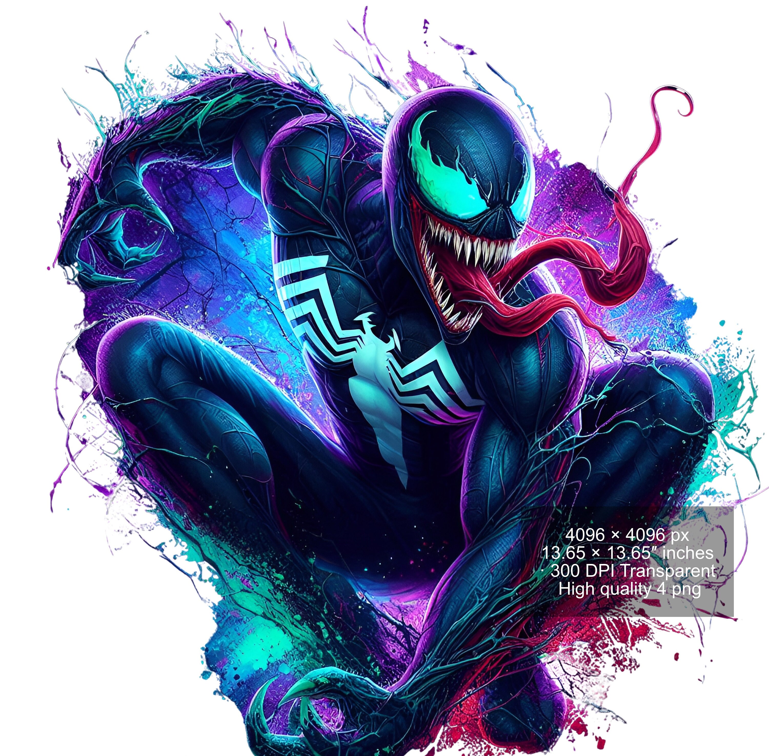 Venom & Spiderman Watercolor Splash PNG: Sublimation Design (digital ...