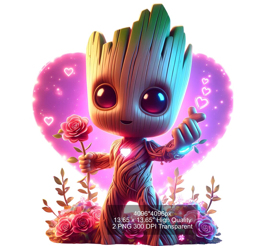 Set of 2 Watercolor Splash Baby Groot Png Digital Images for Printing ...