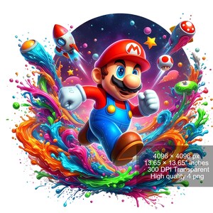 Super Mario Watercolor Splash 4 PNG: Digital Clipart (digital Download ...