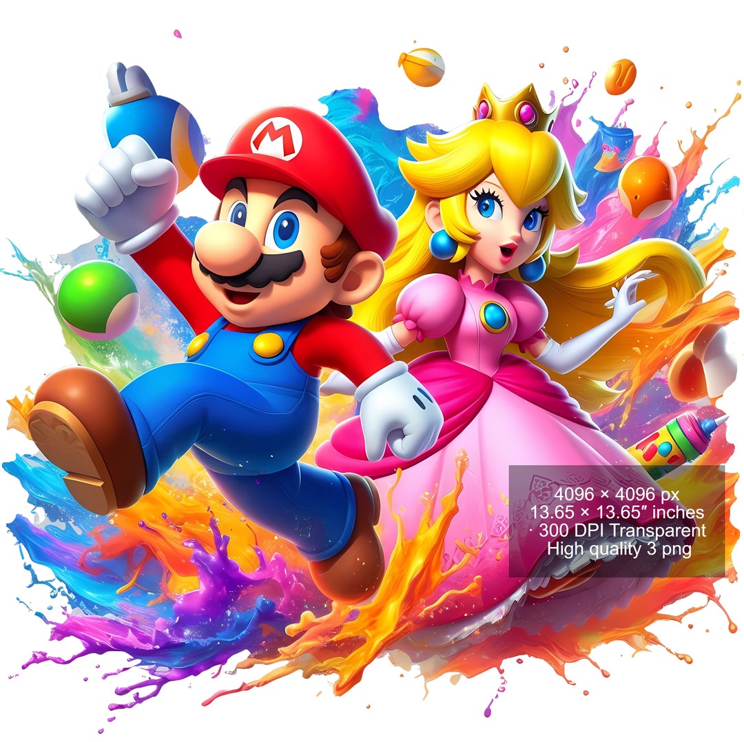 Super Mario Watercolor Splash PNG: Digital Clipart (3 PNG) - Etsy