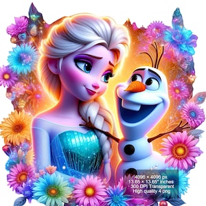 Elsa and Olaf Frozen Watercolor Splash PNG (digital Download) - Etsy