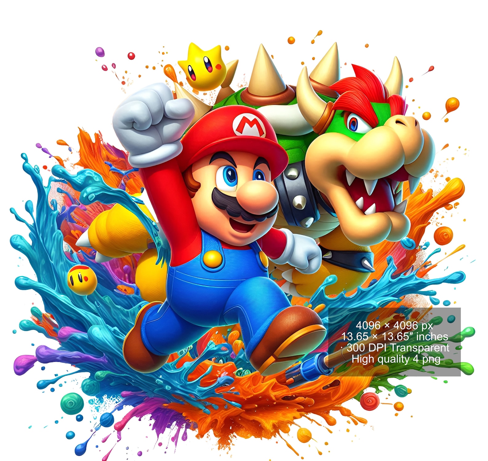 4 PNG Super Mario Splash and Watercolor Digital Design PNG File ...