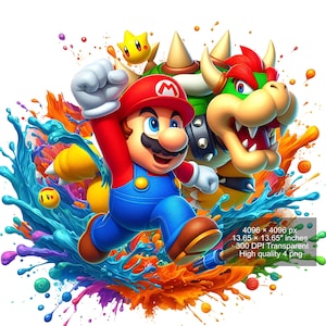 4 PNG Super Mario Splash and Watercolor Digital Design PNG File ...