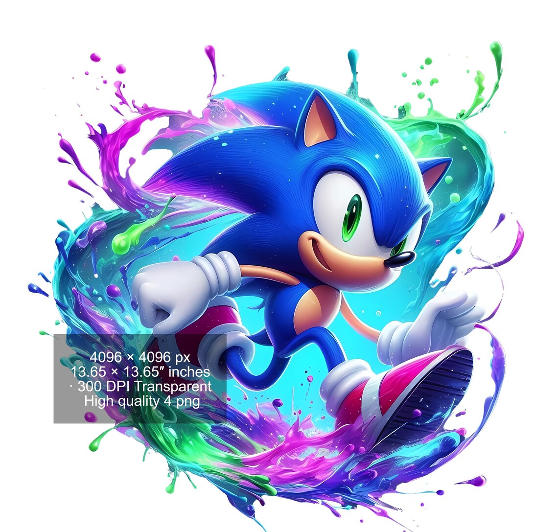 Sonic the Hedgehog Watercolor Splash PNG Clipart (digital Download) - Etsy