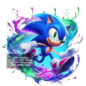 Sonic the Hedgehog Watercolor Splash PNG Clipart (digital Download) - Etsy