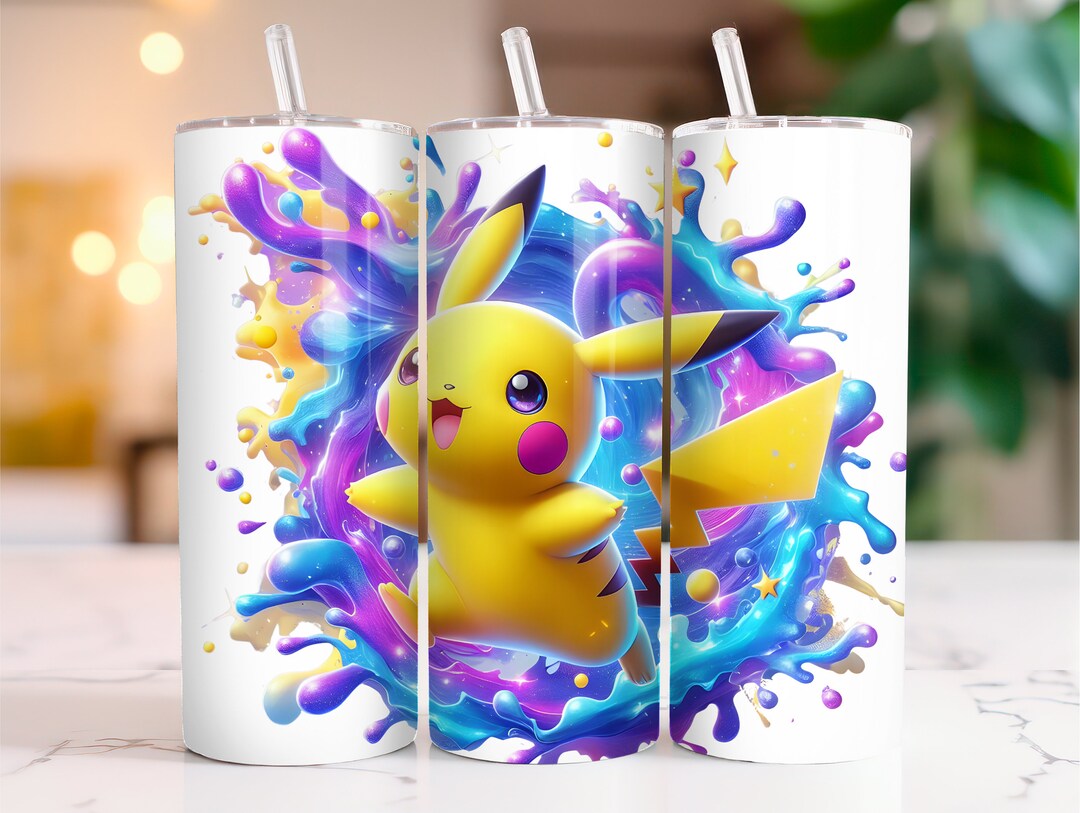 Pikachu Tumbler Wrap PNG, 20 Oz Watercolor Splash Digital Design - High ...