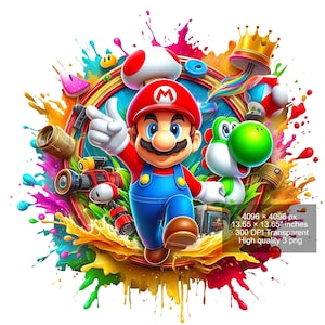 Super Mario Watercolor Splash PNG: Digital Clipart (3 PNG) - Etsy