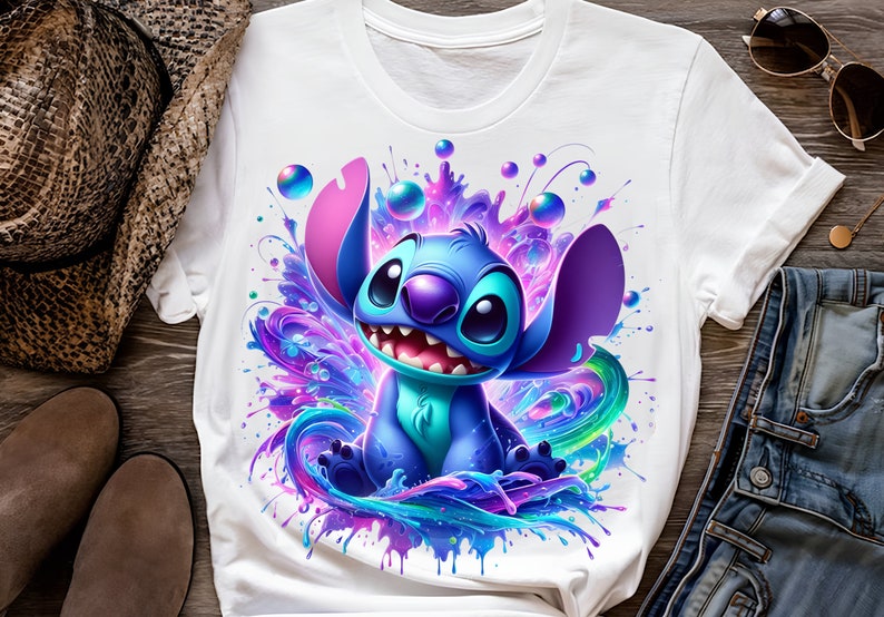 Stitch Watercolor Splash PNG: Digital Sublimation Design (digital ...