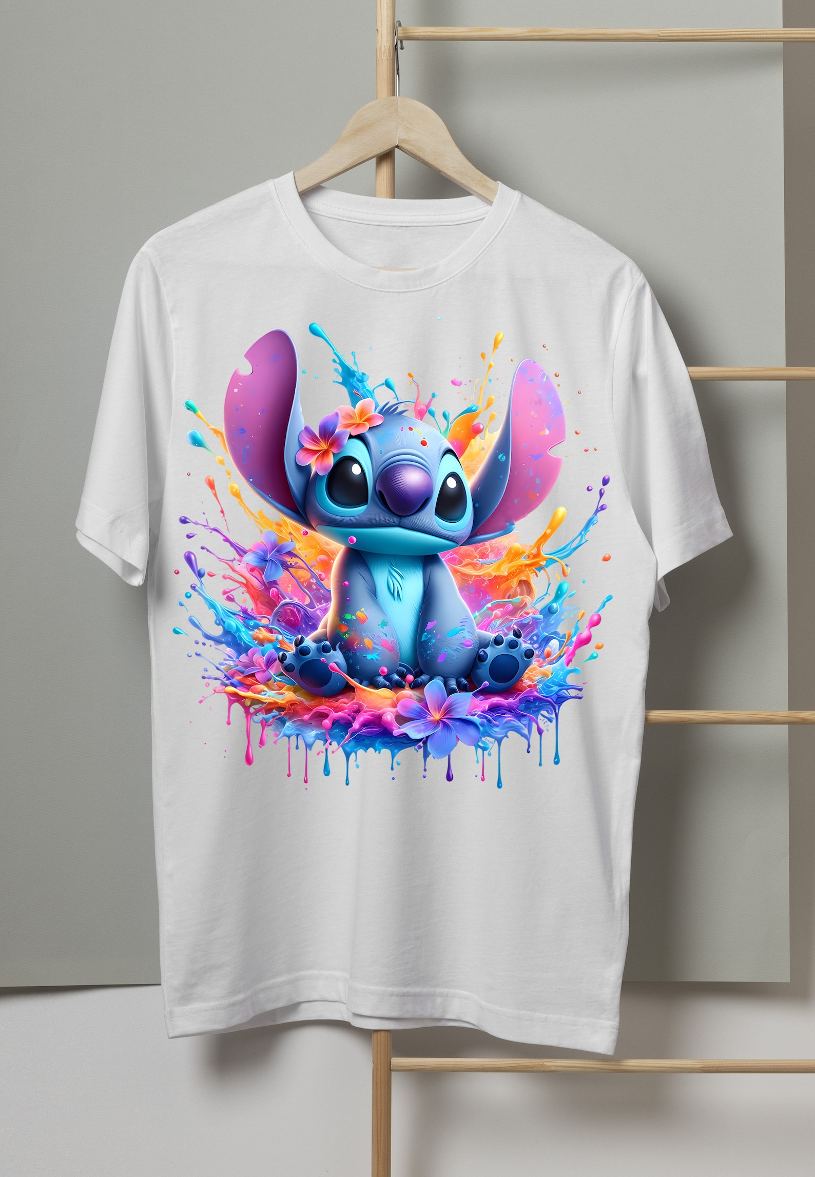 Stitch Watercolor Splash PNG: Digital Art Prints (4 PNG) - Etsy