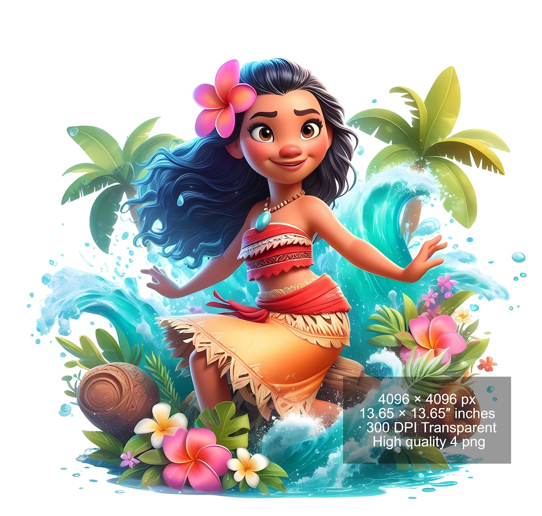 4 PNG Moana Splash and Watercolor Digital Design PNG File for ...