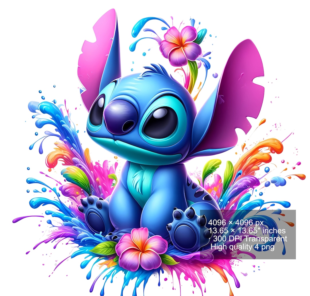 4 PNG Stitch Splash y acuarela Diseño digital Archivo PNG para ...