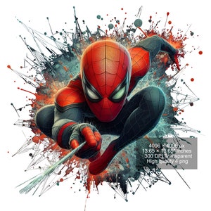 4 PNG Spiderman Splash and Watercolor Digital Design PNG File for ...