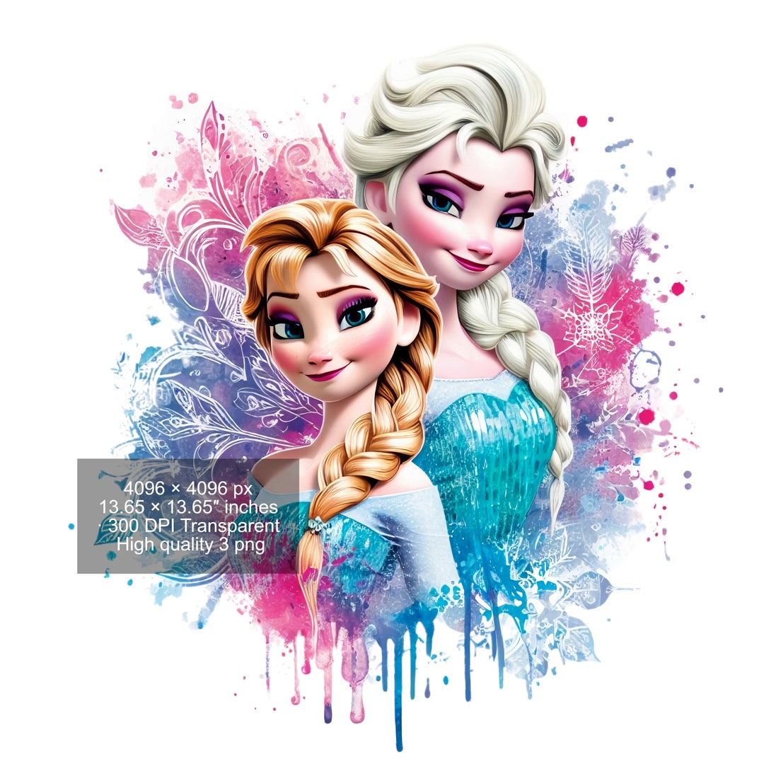 3 PNG Elsa and Anna Frozen Splash and Watercolor Digital Design PNG ...