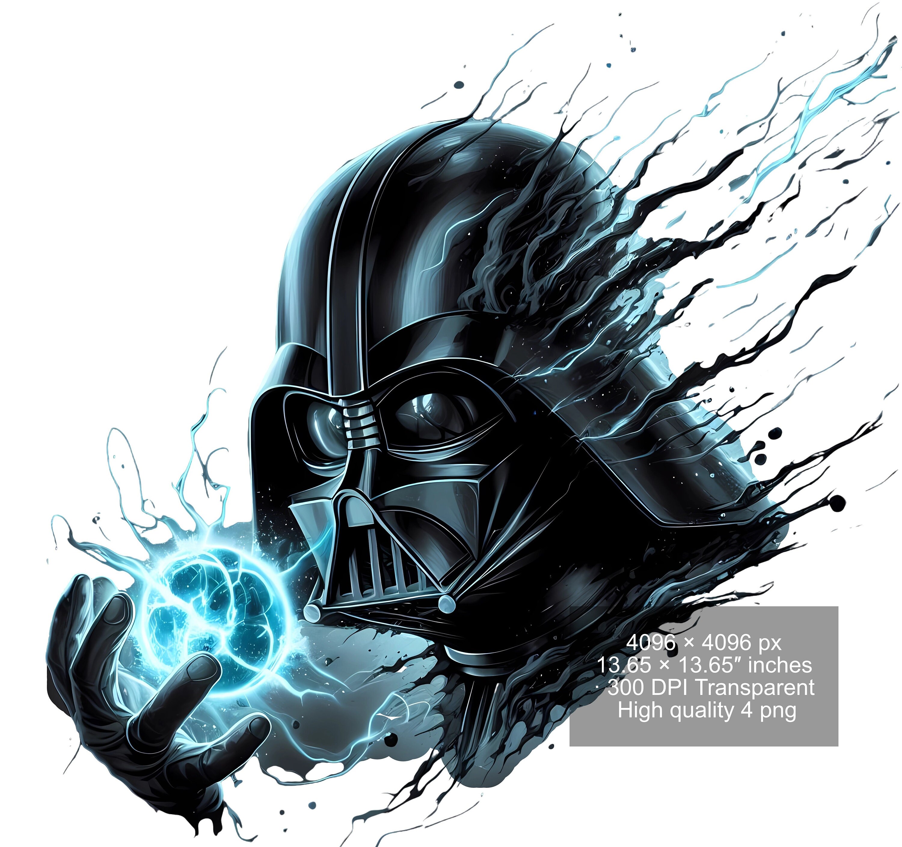 4 PNG Star Wars Darth Vader Splash and Watercolor Digital Design PNG File for Sublimation High ...