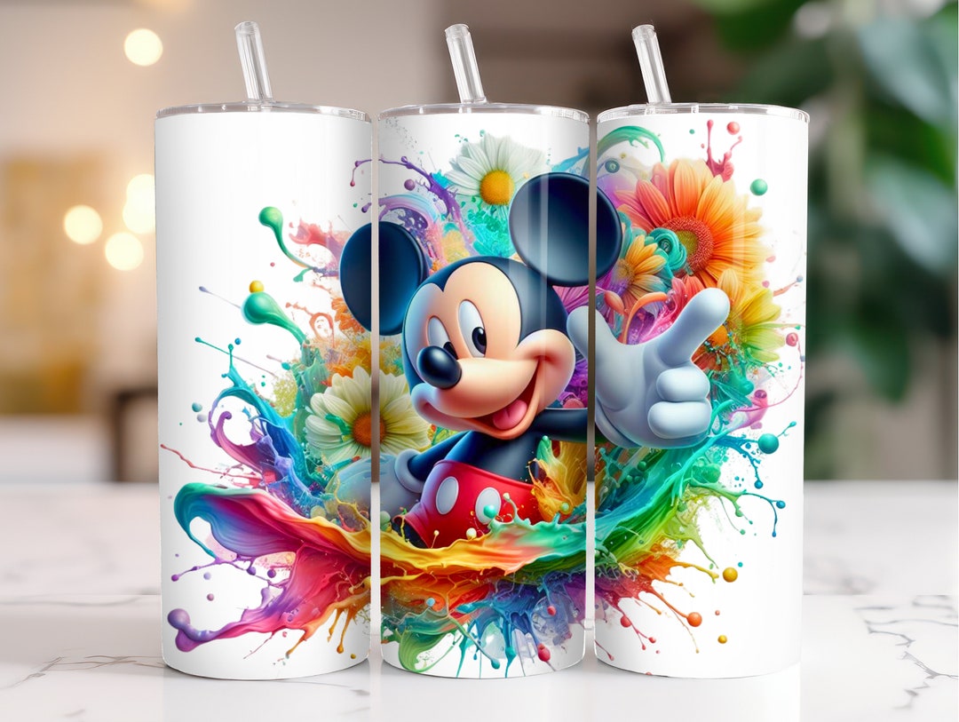 Mickey Mouse Tumbler Wrap: Watercolor Splash Design (PNG Digital ...
