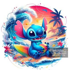 Stitch Watercolor Splash PNG: Summer Beach Design (digital Download) - Etsy