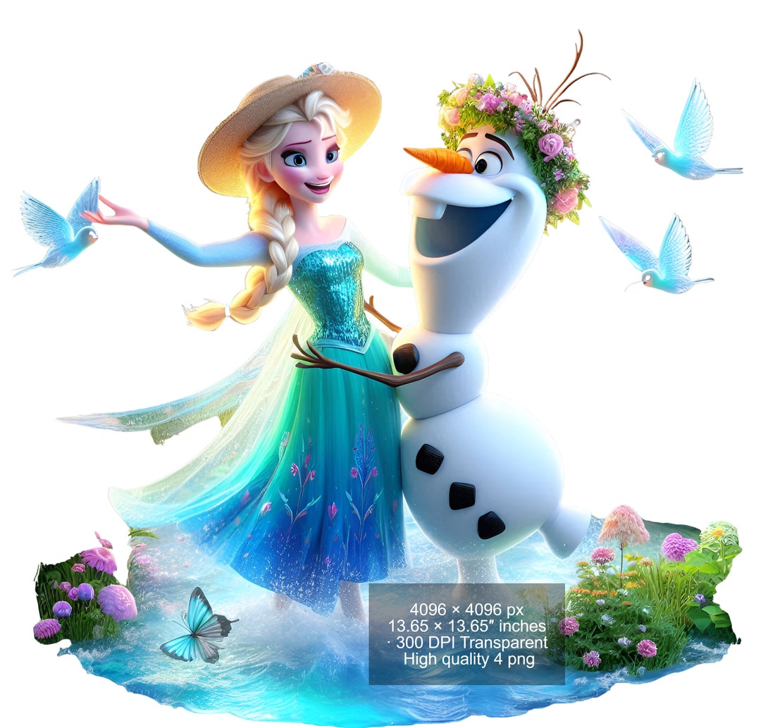 4 PNG Elsa and Olaf Frozen Splash and Watercolor Digital Design PNG ...