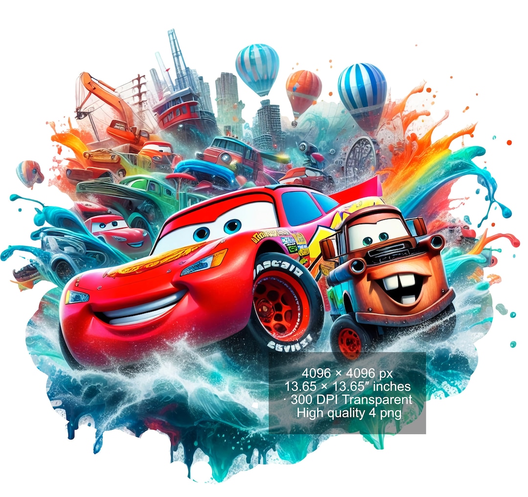 4 PNG Lightning Mcqueen Cars Splash and Watercolor Digital Design PNG ...