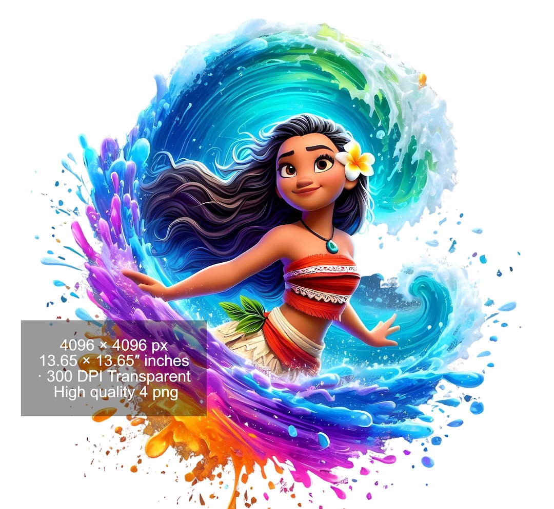 4 PNG Moana Splash and Watercolor Digital Design PNG File for ...