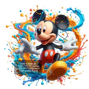 Mickey Mouse Watercolor Splash PNG: High-resolution Clipart (digital ...