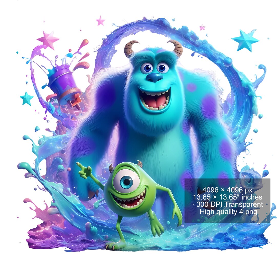 4 PNG Monsters Inc Splash and Watercolor Digital Design PNG File for ...