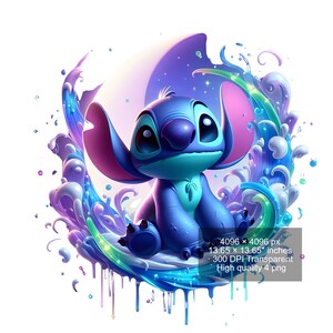 4 PNG Stitch Splash and Watercolor Digital Design PNG File for ...