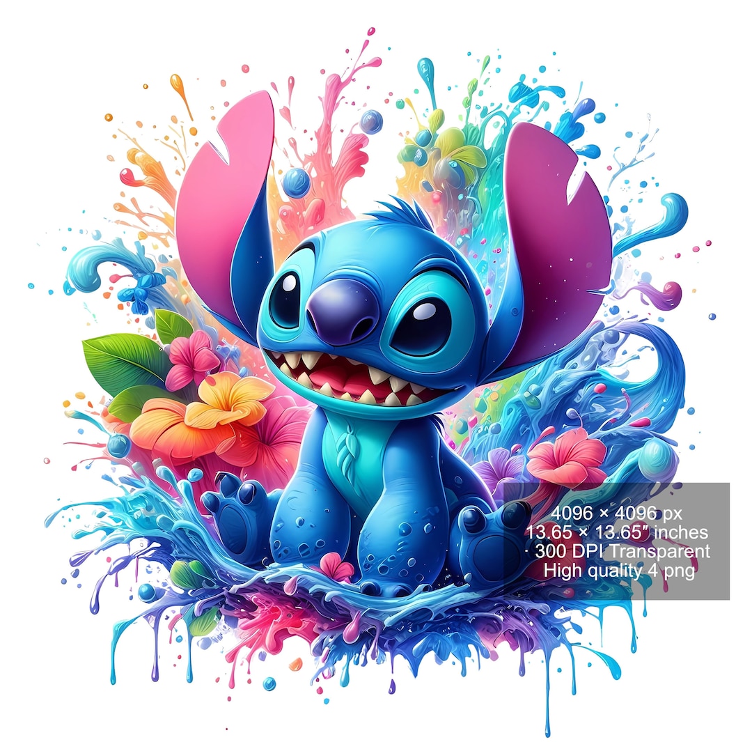 4 PNG Stitch Splash and Watercolor Digital Design PNG File for ...