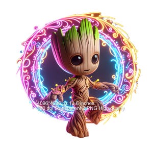 Set of 2 Watercolor Splash Baby Groot Png Digital Images for Printing ...