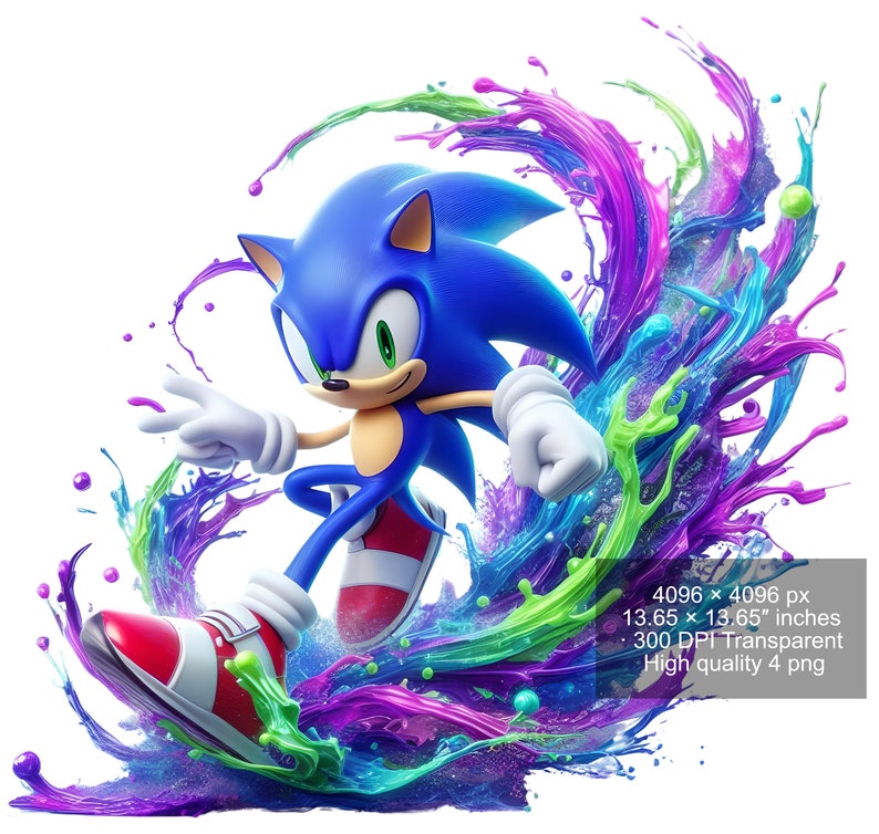 4 PNG Sonic the Hedgehog Splash y Acuarela Diseño digital Archivo PNG ...