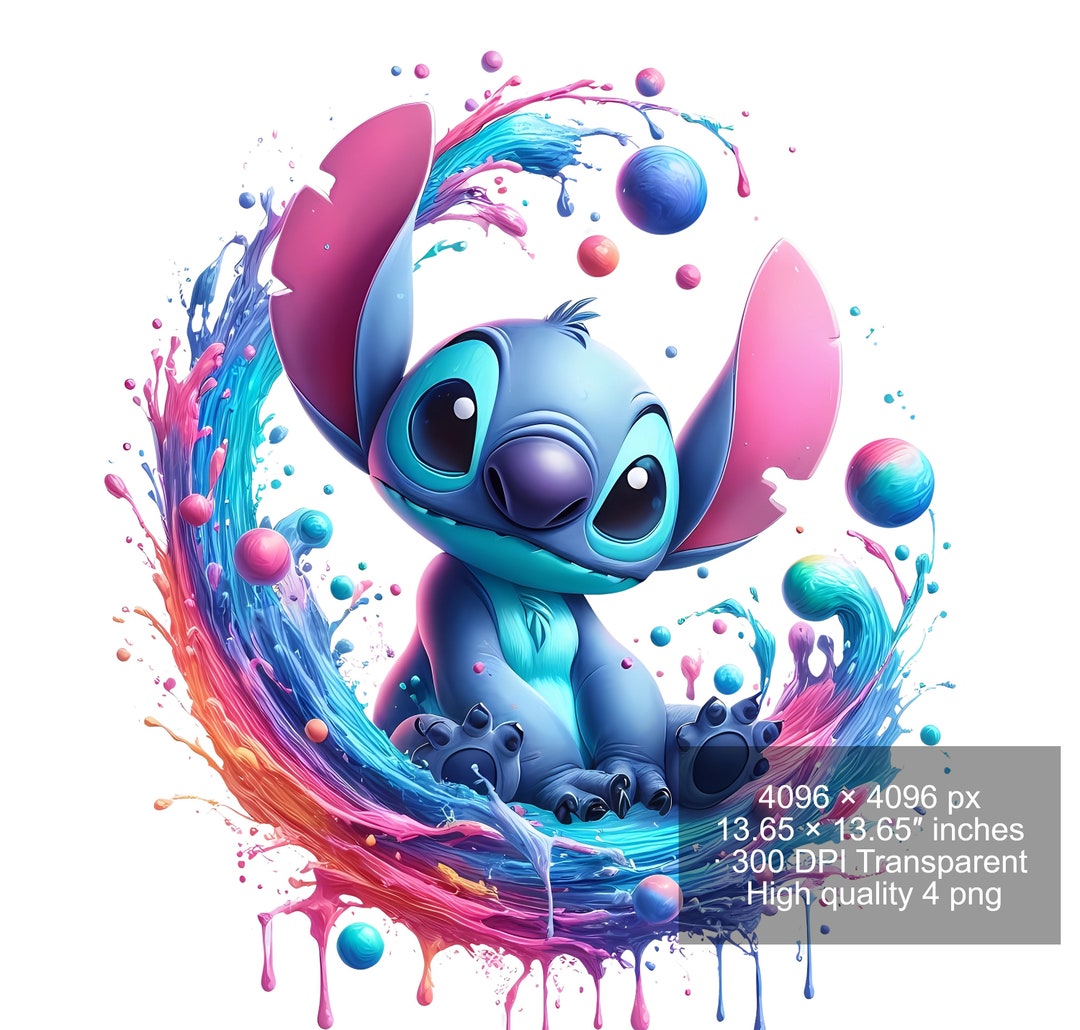 Stitch Watercolor Splash PNG: High Resolution Digital Design (digital ...